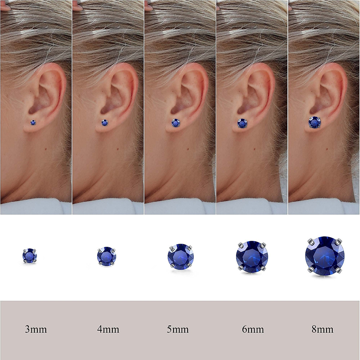 Top Plaza 12 Pairs Stud Earrings Set for Women 316L Surgical Hypoallergenic Stainless Steel Earrings Birthstone CZ Cubic Zirconia Stud Earrings for Women - 3mm