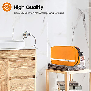 dopobo Travel Toiletry Bag for Women, Dopp Kit for Men, Waterproof Makeup Bag Shaving Bag with Hanging Hook, Portable Toiletry Organizer for Traveling and Camping (Orange)