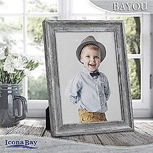 Icona Bay 5x7 Azure Gray Picture Frame, Cape Cod Style 5 x 7 Photo Frame, Table Top or Wall Mount, Bayou Collection