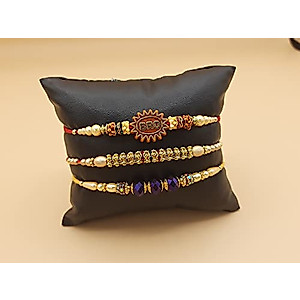 Palak Global Rakhi Bracelet for brother, Unique Design Bhabhi, Sister, Father and celebration with Family, Raksha Bandhan holy Rakhi. (Rakhi Bro Stone - Set of 3, Small) (PLK12)