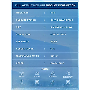 REALON Mens Wetsuit 5mm Neoprene Diving Suit Full Body Long Sleeve Front Zip Hoodie Thermal Wet Suits Winter Keep Warm in Cold Water for Freediving Spearfishing Scuba Snorkeling (5mm, 3X-Large)