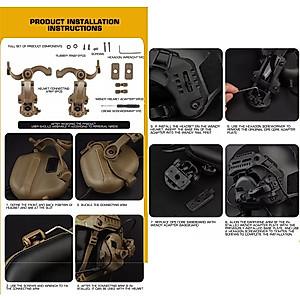 Multi-Angle Rotation Fast Helmet ARC Rail Adapter Suspension Headphones Bracket Earmuffs Support, Accessories for Tactical Pickup Headset