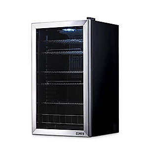 NewAir Beverage Refrigerator Cooler | 126 Cans Free Standing with Right Hinge Glass Door | Mini Fridge Beverage Organizer Perfect For Beer, Wine, Soda, And Cooler Drinks | AB-1200