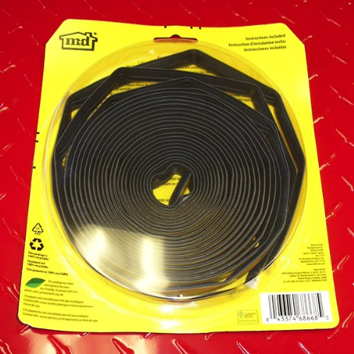 MD Building Products 68668 1/2-Inch by 20-Feet Black Silicone Door Seal