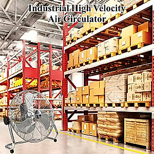 Optimus Industrial Grade 3-Speed High-Velocity Fan, 18 Inches, Chrome, F-4182