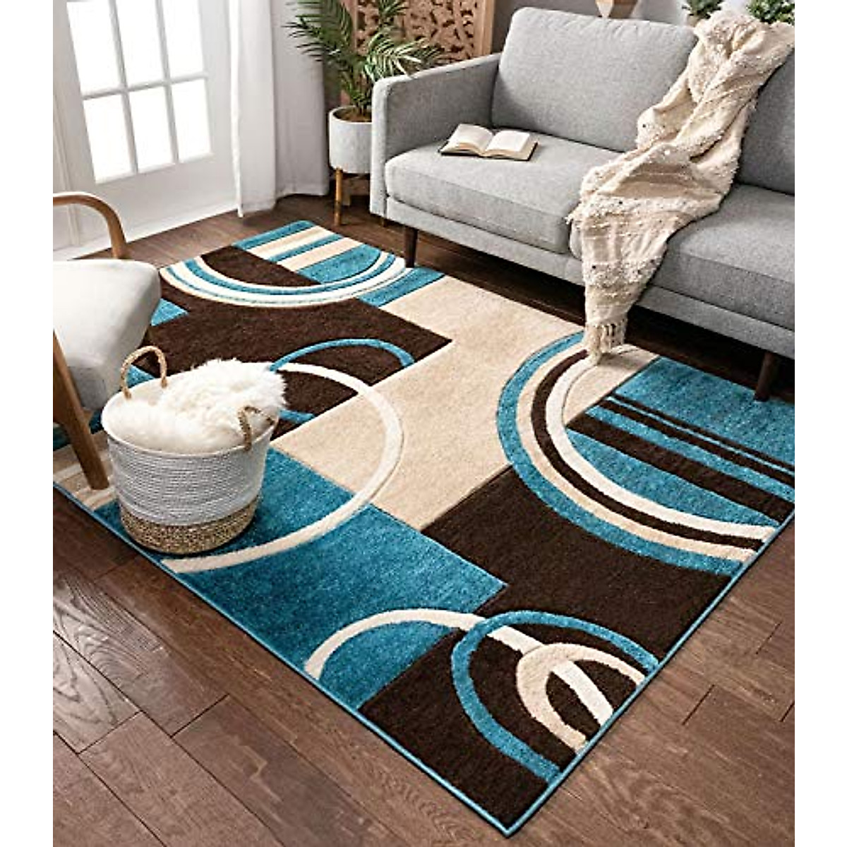 Well Woven Ruby Galaxy Waves Modern 60016 Area Rug, Blue, 5'3" x 7'1"