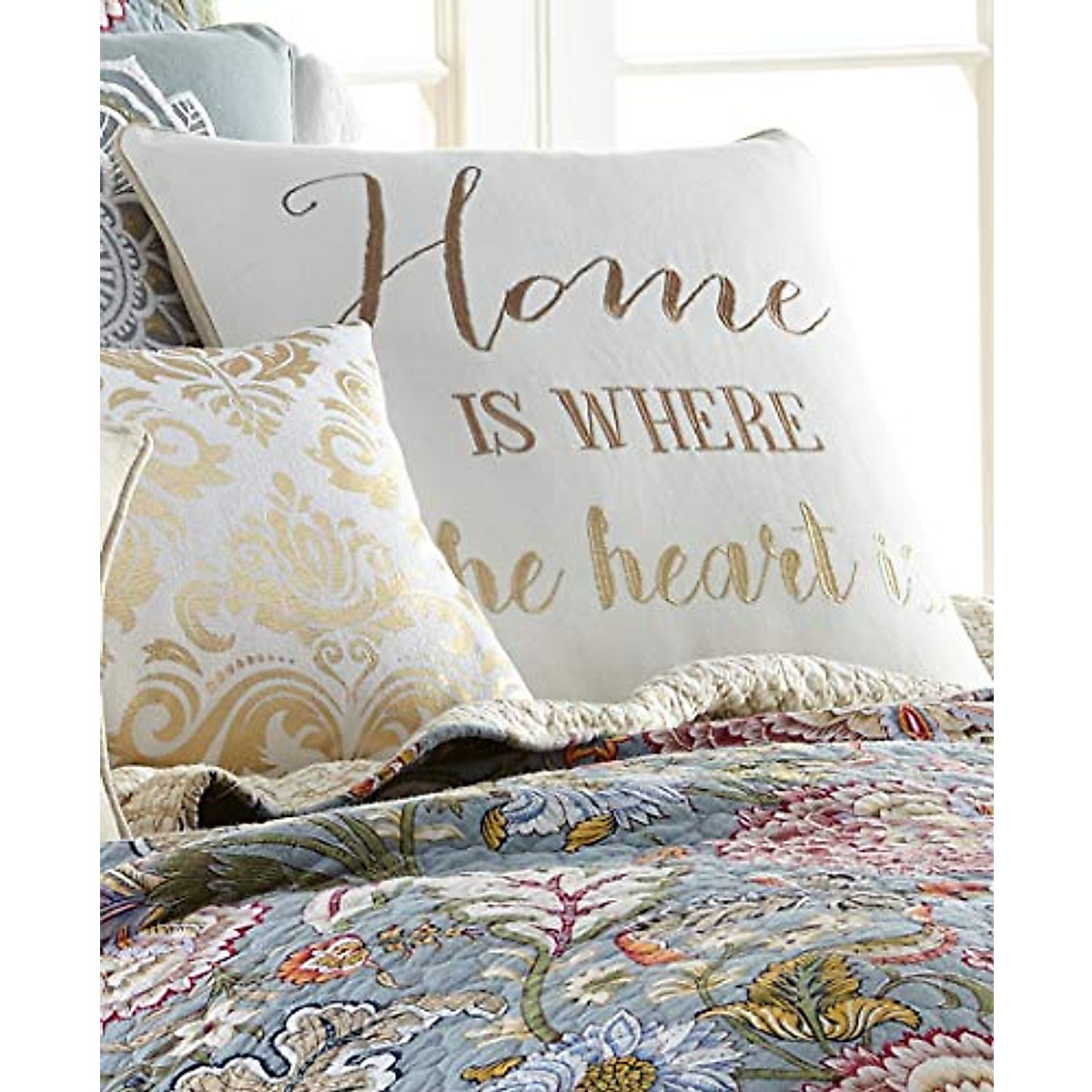 Levtex Home - Angelica - Decorative Pillow (18X18in.) - Heart Home - Brown, Gold and Cream