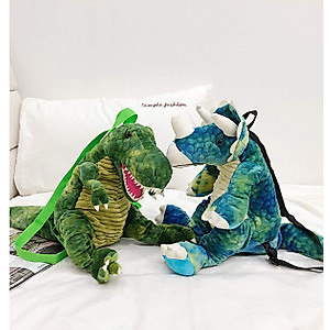 aporake 3D Dinosaur Backpack, Plush Dinosaur Zipper Backpack, Adjustable Straps Cartoon Animal Schoolbag, Great Gifts for Kids (Blue, 60cm)