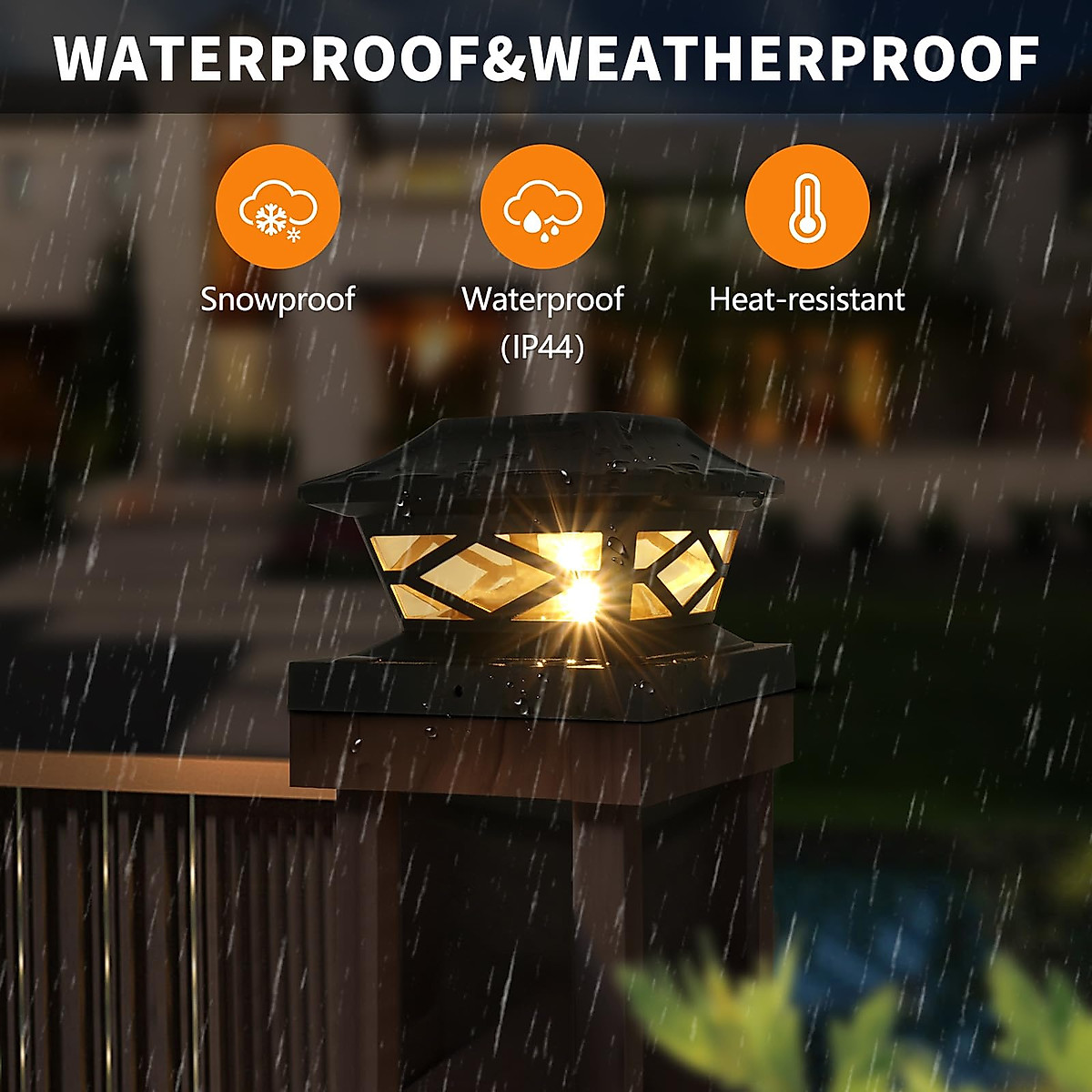 TWINSLUXES Solar Post Cap Lights,25LM Outdoor Fence Post Cap Lights,Waterproof,2 Light Modes,Fit 3.5x3.5/4x4/5x5in Wooden Post or Vinyl,Solar Deck Post Lights for Garden Deck Patio Decoration