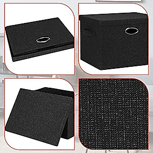 Posprica 3X Thicker Large Collapsible Storage Bins with Lids, 17"x12" Fabric Storage Box with Lid Storage Baskets for Shelves Closet Organizer Bins for Clothes Toys Books Photos Storage(3 Pack)