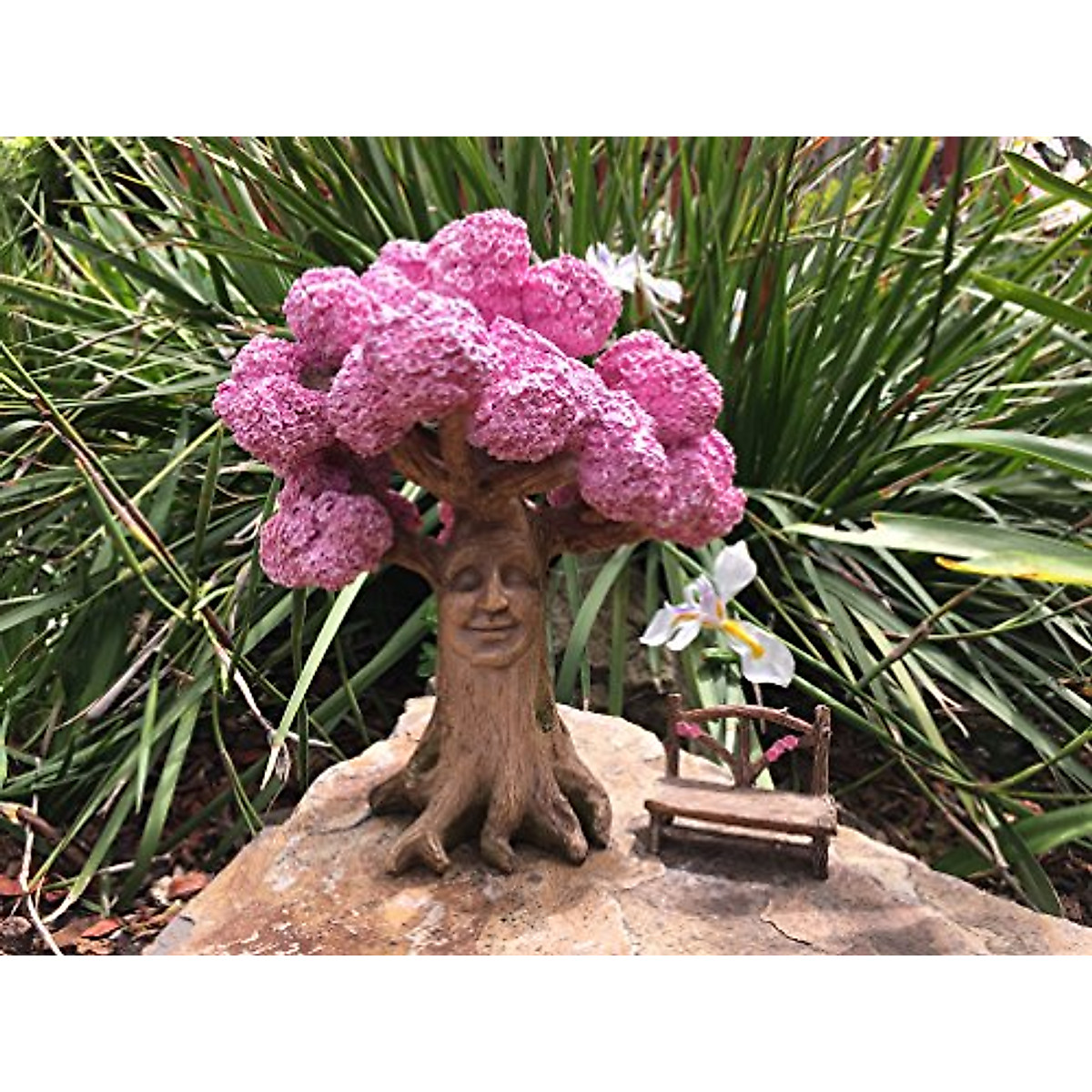 GlitZGlam Ethan's Magical Tree with a Matching Fairy Bench for The Enchanted Fairy Garden (9 Inch Tall) - A Fairy Garden Accessory