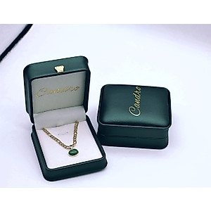 Candro 18k Aventurine Natural Stone Pendant Necklace (20''Chain), Green Retro Elegant Temperament Style Necklace With Gift Box, Suitable for Gift to Mom and Family