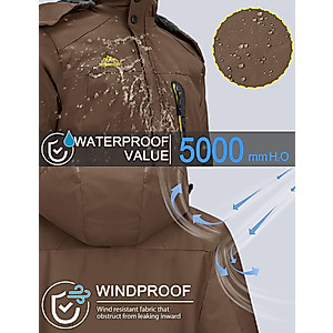 TACVASEN Winter Coats for Men Fleece Jacket Men Ski Jacket Windproof Snowboard Jacket Men Warm Softshell Jacket Brown 2XL