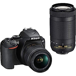 Nikon D3500 DSLR Camera with 18-55mm and 70-300mm Lenses (1588) + 64GB ExtremePro Card + 2 x EN-EL14a Battery + Corel Photo Software + Case + Telephoto Lens + More - International Model (Renewed)