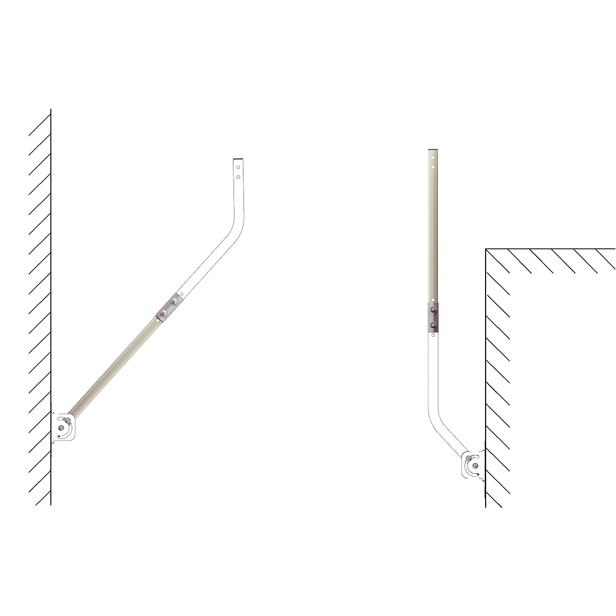 Extension Pole (1" Diameter, 16 3/4" Arm Length) Silver