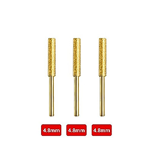 3/4/5/6pcs Diamond Coated Cylindrical Burr 4/4.8/5.5mm Chainsaw Sharpener Stone File Chain Saw Sharpening Carving Grinding Tools (Color : Gold 3pcs Set 3, Size : /)