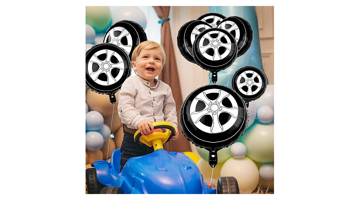 8 Pcs Tire Balloons for Car Themed Parties