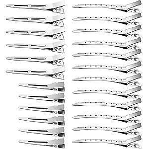 65Pcs Duck Billed Hair Clips for Styling Sectioning, Metal Silver Alligator Clips for Women, 3 Sizes for Roller, Pin Curl Loc Clips for Retwist, Salon, Barber, Bows DIY