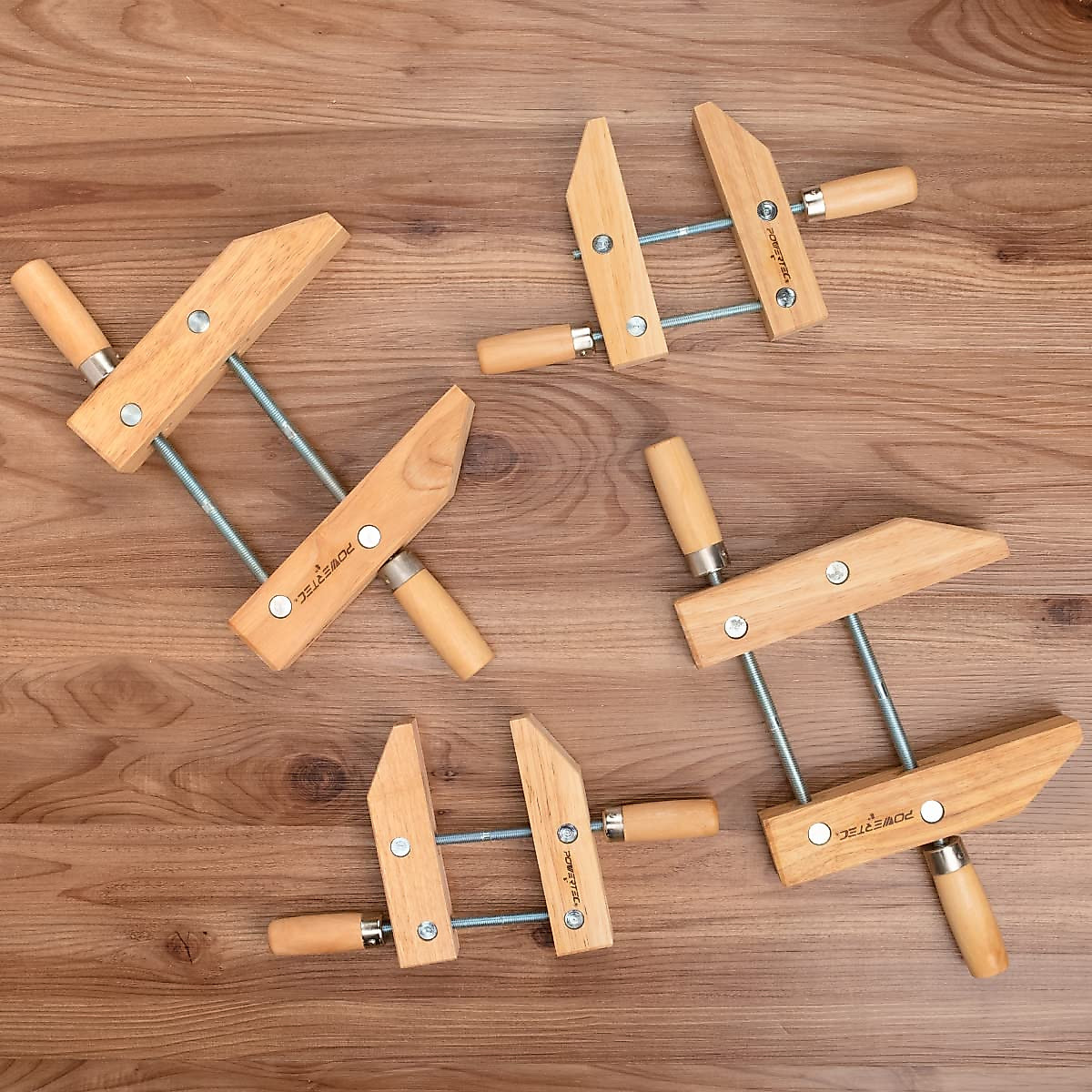 POWERTEC 71523 Wooden Handscrew Clamp – 8 Inch | Hand Screw Clamps for Woodworking, 2PK