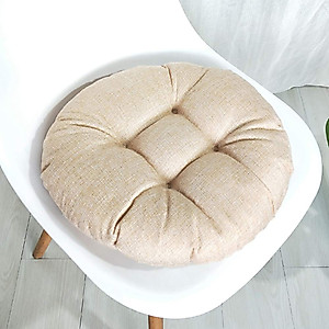 vctops 18" Round Bar Stool Cushion, Linen Fabric and Thick Padding, Comfortable Sitting for Round Wooden/Metal Stools Yama