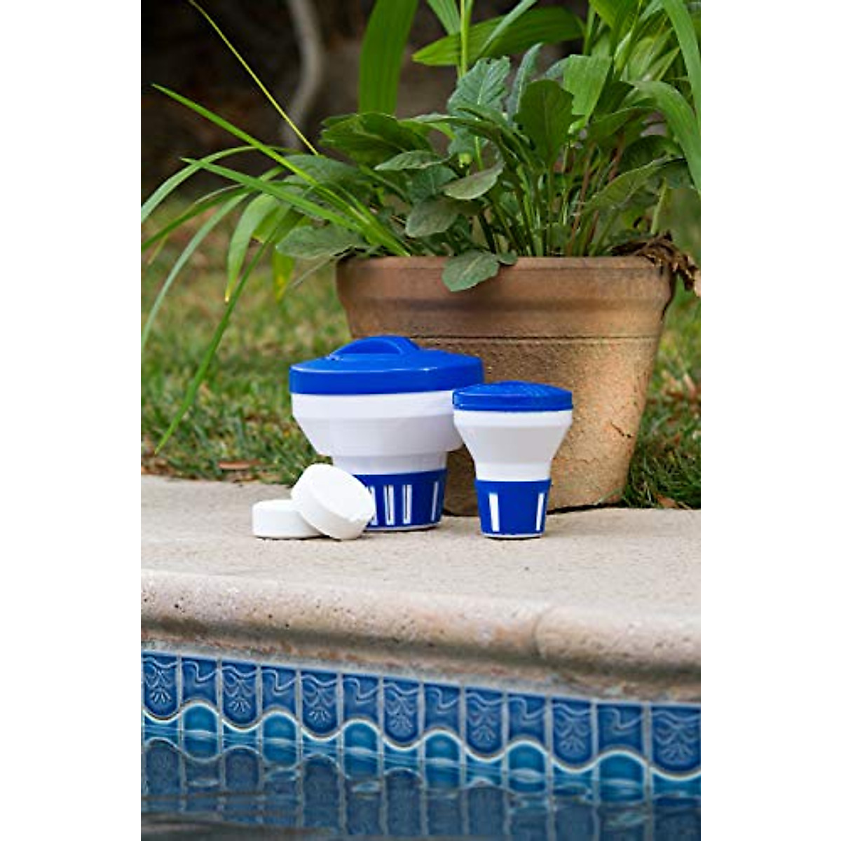 Poolmaster 32155 Floating Swimming Pool Chlorine and Bromine Dispenser, Large, Blue