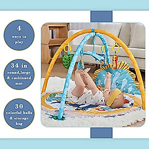 LOL-FUN Baby Play Mat Infant Activity Gym, Baby Floor Mat Activity Gym Playmat, Infant Toys for 0 3 6 12 Months Foldable Mat