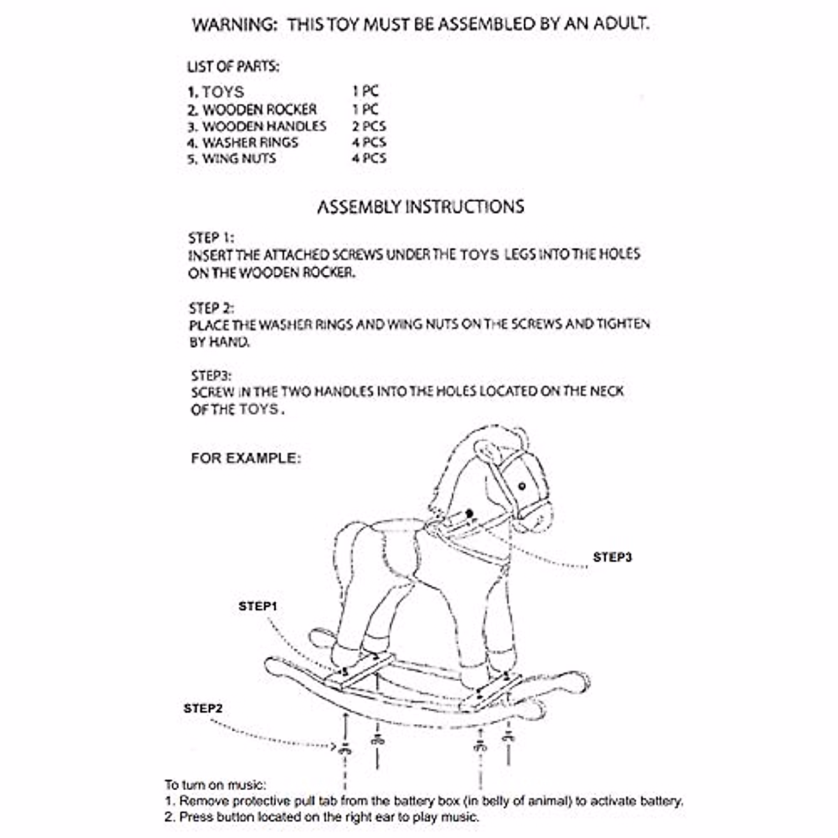 PonyLand Rocking Elephant with Music, Rocker Large