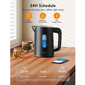 GoveeLife Smart Kettle Temperature Control 1.7L, 1500w WiFi Tea Kettle Electric with LED Indicator Lights, Remotely Control, 2H Keep Warm, 4 Presets Hot Water Boiler for Tea & Coffee & DIY