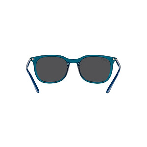Ray-Ban RB4386F Low Bridge Fit Square Sunglasses, Transparent Turquoise/Polarized Dark Grey, 55 mm