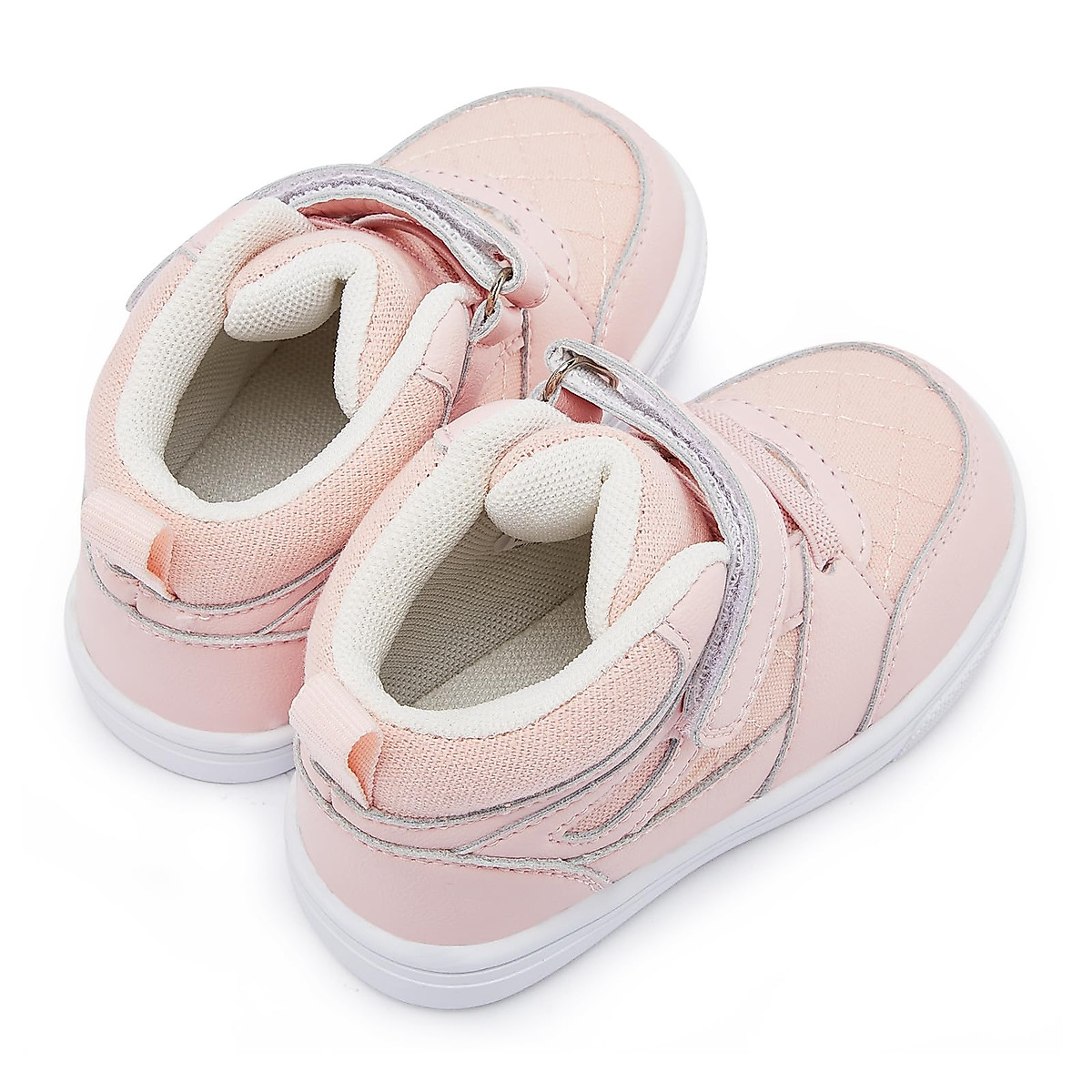 BMCiTYBM Baby High Top Sneakers Boy Girl Walking Shoes Infant First Walker Shoes for 6 9 12 18 24 Months Pink Size 4 Toddler