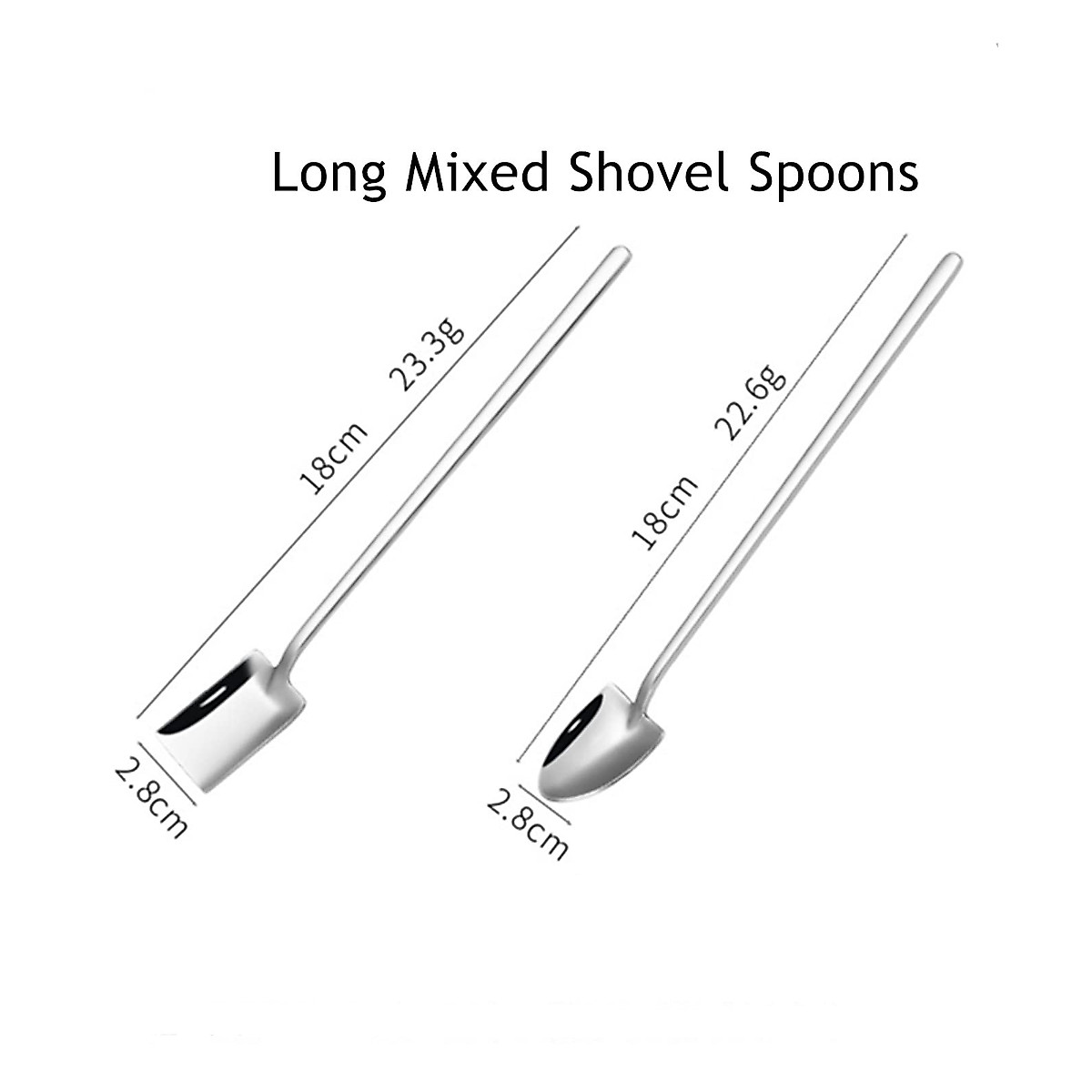 Fruit Dessert Shovel Spoons Set 4PCS, 6.8 inch Stainless Steel Mixed Dinner Teaspoon Spoons for Dessert Coffee Tea Ice Cream Fruit Cake for Home Kitchen Restaurant