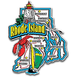 Rhode Island Jumbo State Magnet by Classic Magnets, 3.2" x 4", Collectible Souvenirs Made in The USA