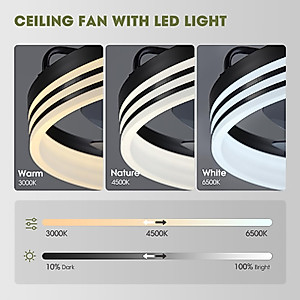 LUDOMIDE Ceiling Fans with Lights, Flush Mount Ceiling Fan with Lights and Remote, 6 Wind Speeds Smart Low Profile Ceiling Fan for Bedroom, Kids Room and Living Room 20" (Black)