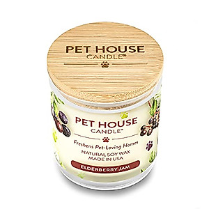 One Fur All, Pet House Candle - 100% Plant-Based Wax Candle - Pet Odor Eliminator for Home - Non-Toxic and Eco-Friendly Air Freshening Scented Candles - (Pack of 1, Elderberry Jam)
