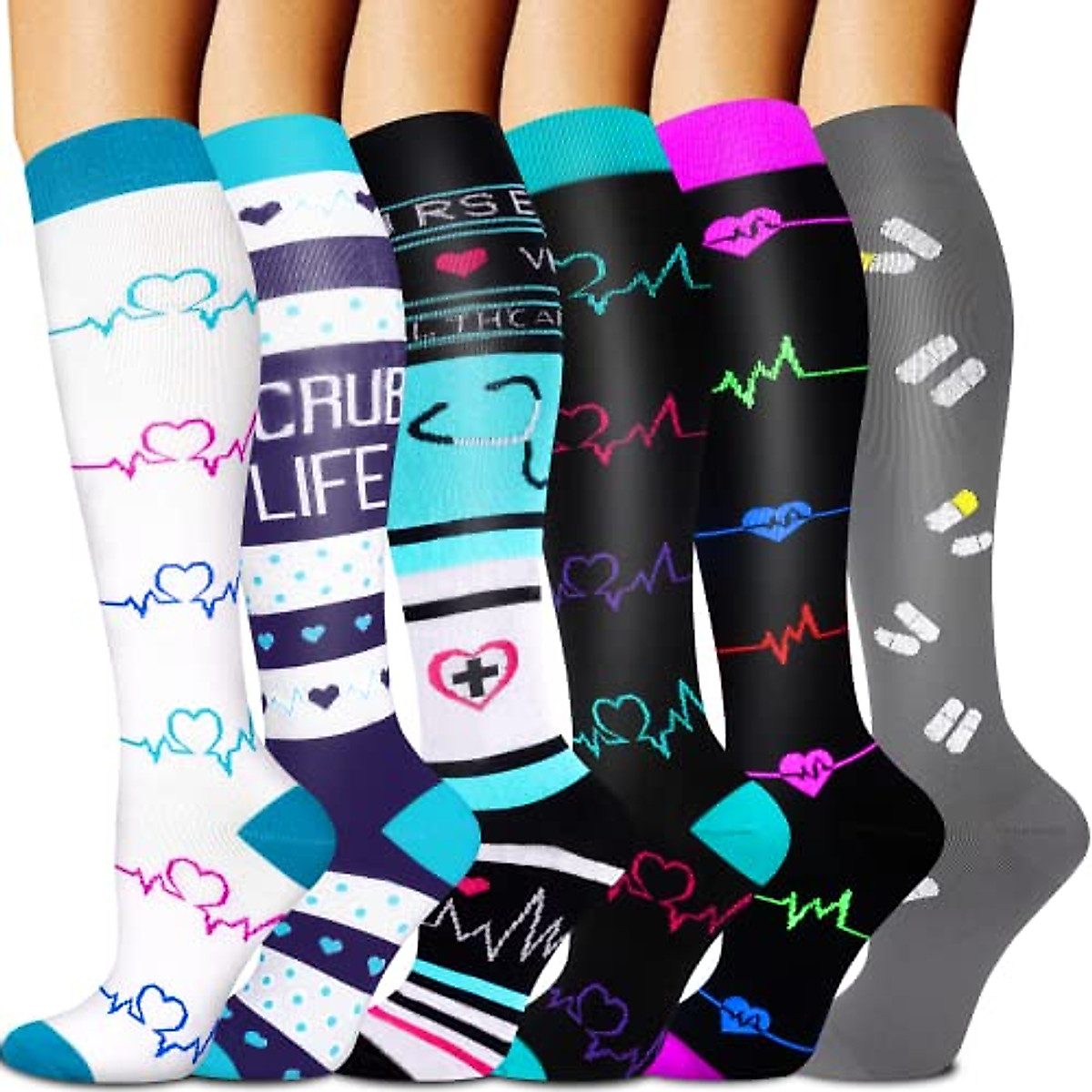 FuelMeFoot Compression Socks For Women Men - 20-30mmHg Best for Circulation,Running,Nurse, Hiking, Pregnancy,Sports,Travel