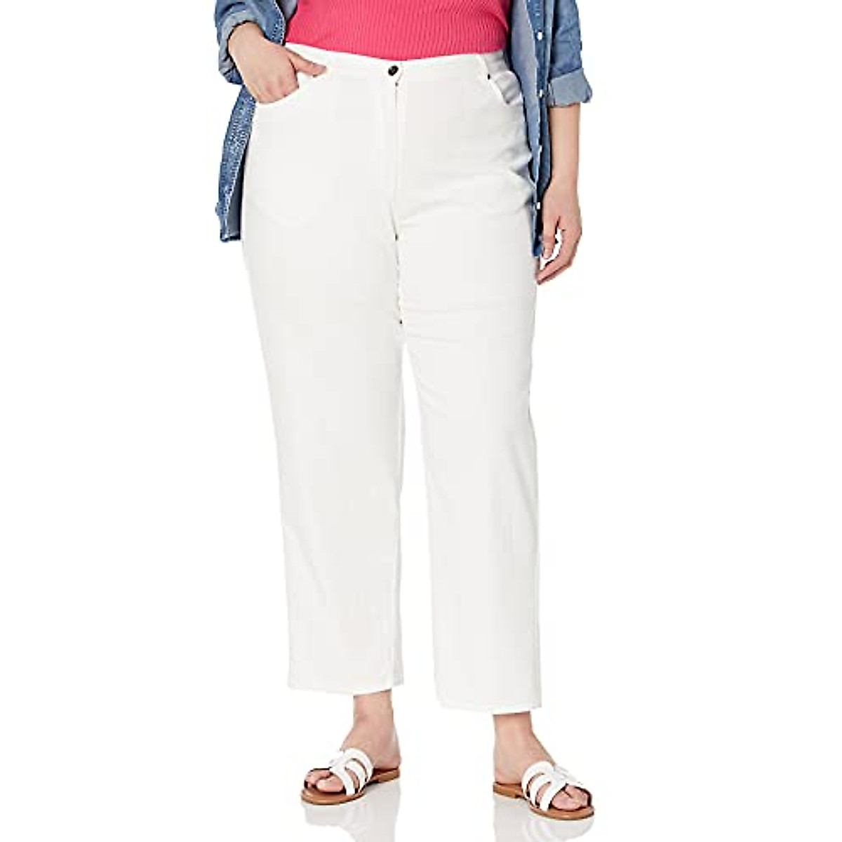 Ruby Rd. womens Plus-size Classic 5-pocket Fly Front Denim Jean Pants, White, 22 US
