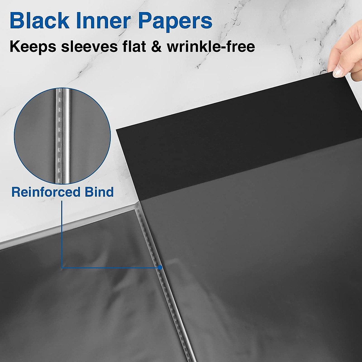 Sooez Art Portfolios 11"x17", Large Portfolio Folder with 30 Pockets & Black Inner Sheets, Display 60 Pages, 11 x 17 Presentation Book for Artwork Storage, Binder with Plastic Sleeves for Artist