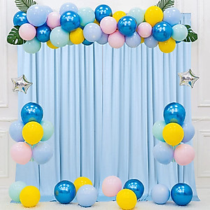 10ft×9ft Wrinkle Free Baby Blue Backdrop Curtains for Parties, Thick Fabric Photo Backdrop Drapes for Wedding Birthday Baby Shower Gender Reveal Photography Home Decor