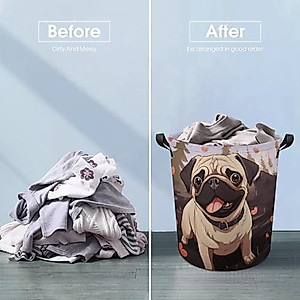Laundry Hamper Cute Pug Freestanding Laundry Basket Thickened Waterproof Collapsible Clothes Hamper Storage for Clothes Toys Dorm And Family