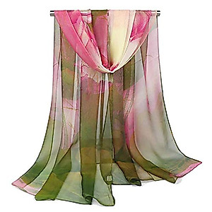 AliceLife Scarfs for Women Lightweight Print Floral Pattern Scarf Shawl Fashion Scarves Sunscreen Shawls, Green, 160*50CM