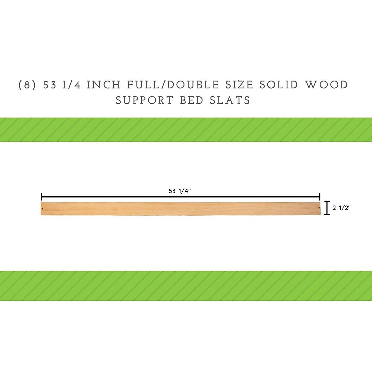 CC KITS Set of Eight (8) 53 1/4 Inch Full/Double Size Solid Wood Support Bed Slats｜Use Crib Conversion Kits｜Platform Frame for Mattress｜Bunkie Board, Box Spring or Foundation Replacement Option