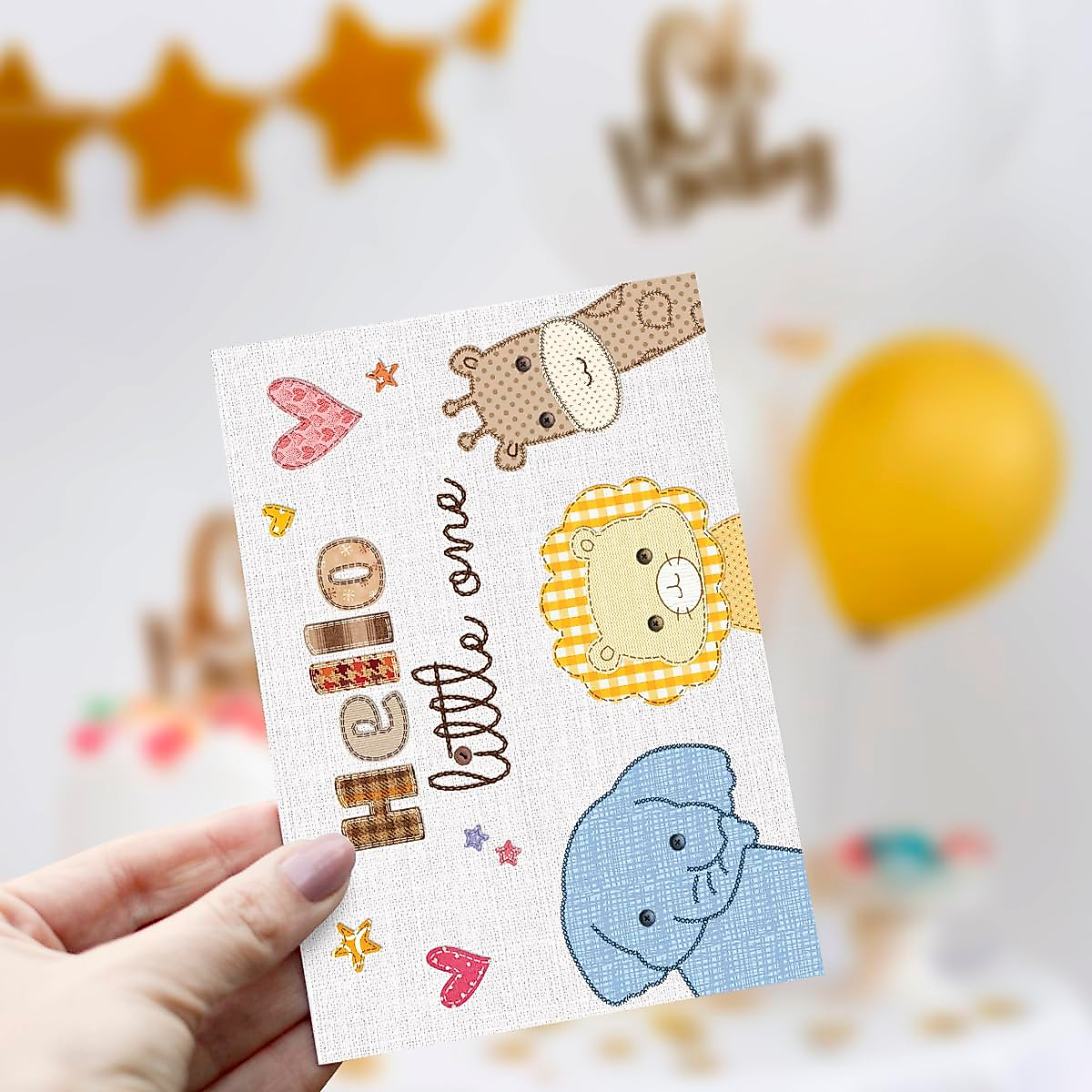 CRTURUNIQ Baby Shower Card for Girl or Boy, Welcome New Baby Cards Congratulations for New Parents, Hello Little one, Gender Reveal