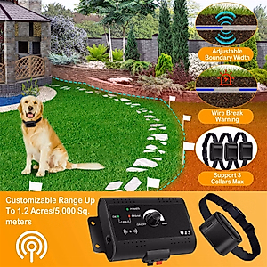 HEXIEDEN Electric Dog Fence,Aboveground/Underground Pet Containment System,with Waterproof/Rechargeable Collar,656Ft Underground Boundary Wire,Shock/Tone Correction,for 1 2 3 Dogs,for2dogs