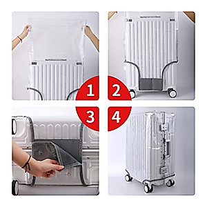 OZTDL 22 Inch Dust-proof See Through Luggage Cover Protector Bag PVC Full Clear Suitcase Cover Protectors Waterproof Transparent Travel Luggage Sleeve (22"=18.5" H x 16.0" L x 10.0" W)