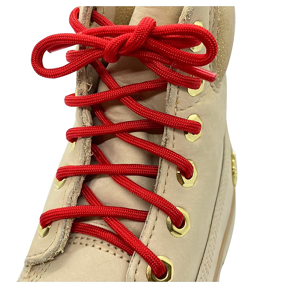 Mercury + Maia Honey Badger Survival Paracord Boot Laces - 7 Strand Nylon Core - Made in USA (Red, 54 inches, 1 Pair)