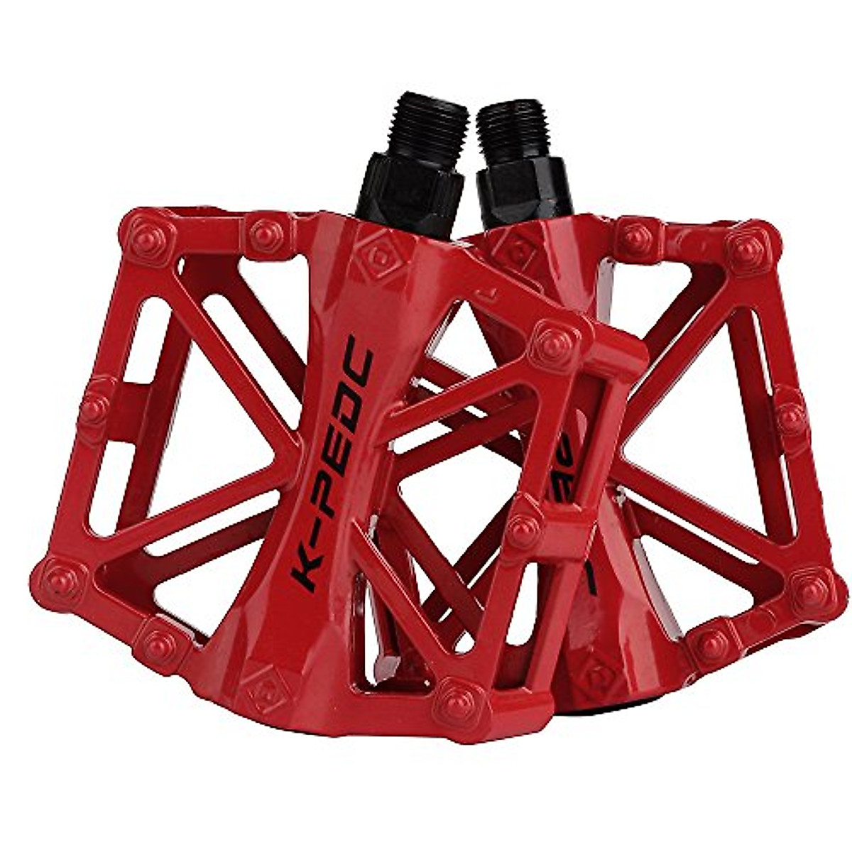 boruizhen Aluminium CNC Bike Platform Pedals Lightweight Road Cycling Bicycle Pedals for MTB BMX (Red)