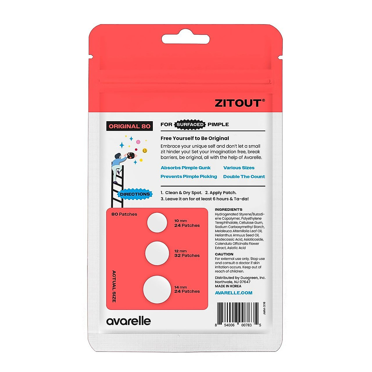 AVARELLE Pimple Patches Double Variety Duo Hydrocolloid Acne Patches, for Blemishes and Zit with Tea Tree Oil, Calendula Oil and Cica Oil for Face, Vegan, Cruelty Free (80 Count + Variety)