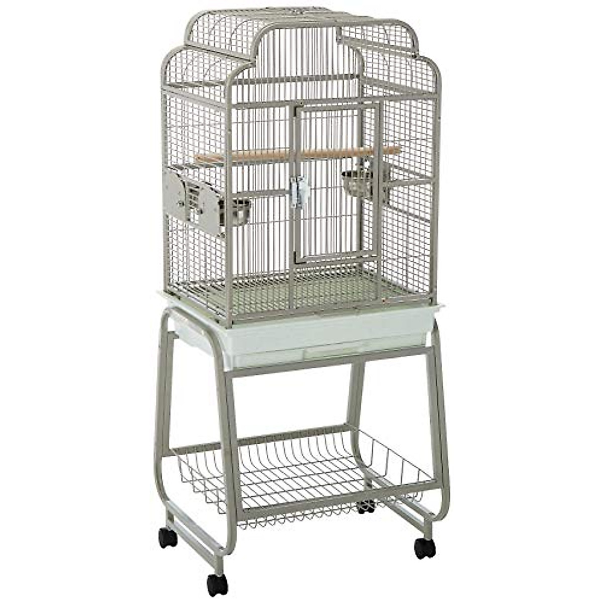 A&E Cage 782217 Platinum Open Victorian Top with Plastic Base Bird Cage, 22" x 17"