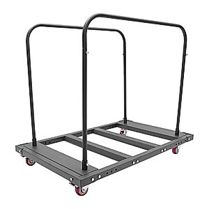 LIYUANJUN Folding Table Cart with Wheels, 29×45×39 Inch Folable Table Trolley for 10 Table Capacity Practical Handle Heavy Duty Panel Dolly for Schools Offices Homes, Black