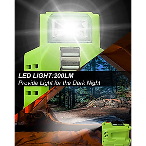 150W Power Inverter Generator Fit for Ryobi 18V Lithium Battery, DC 18V to AC 110V-120V Portable Power Station, with 2 USB & AC Outlet & 200LM LED Light Modified Sine Wave Power Inverter